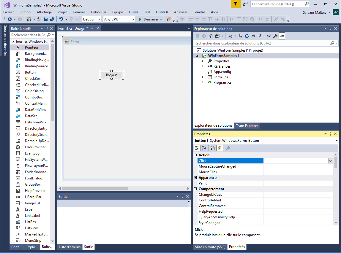 Langage de programmation - C# (C Sharp) - WinForms (Windows Forms)