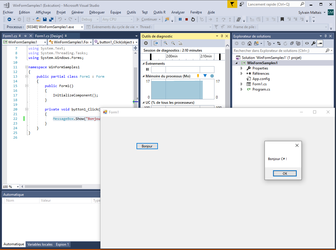 Langage de programmation - C# (C Sharp) - WinForms (Windows Forms)