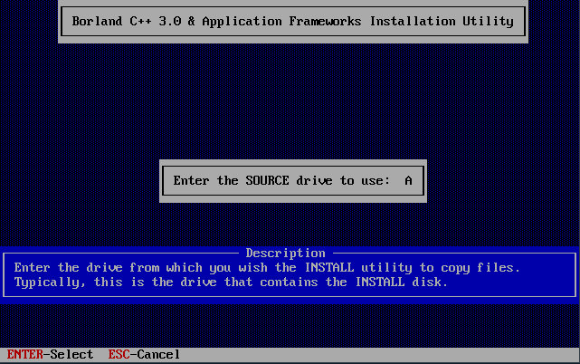 Logiciel - Borland C++ 3.0 - Installation du logiciel