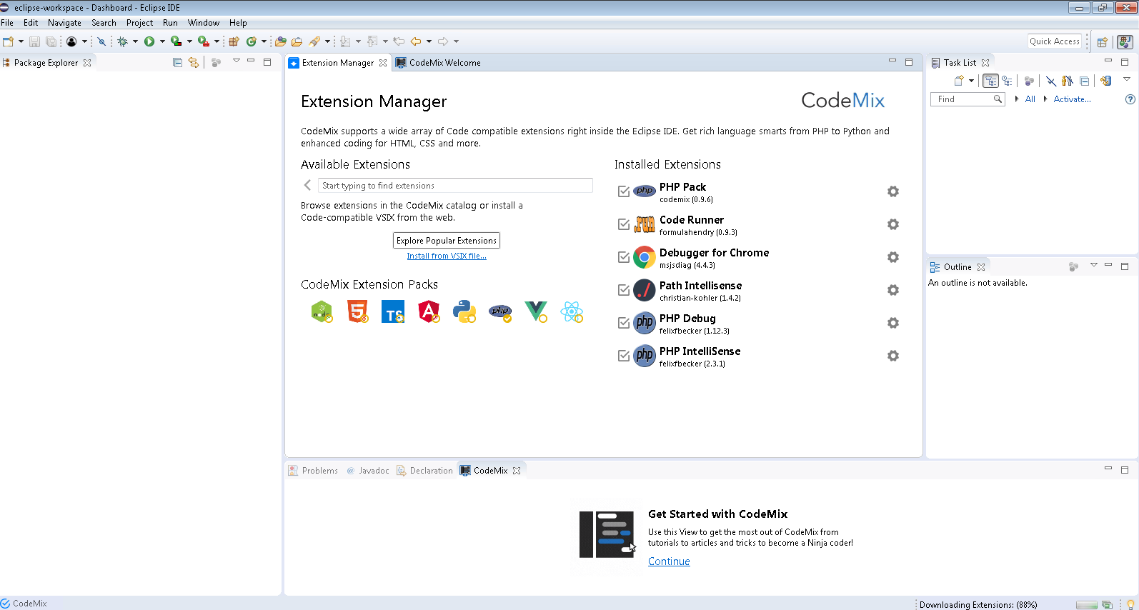 Logiciel - Eclipse - Installation de CodeMix 3 avec PHP