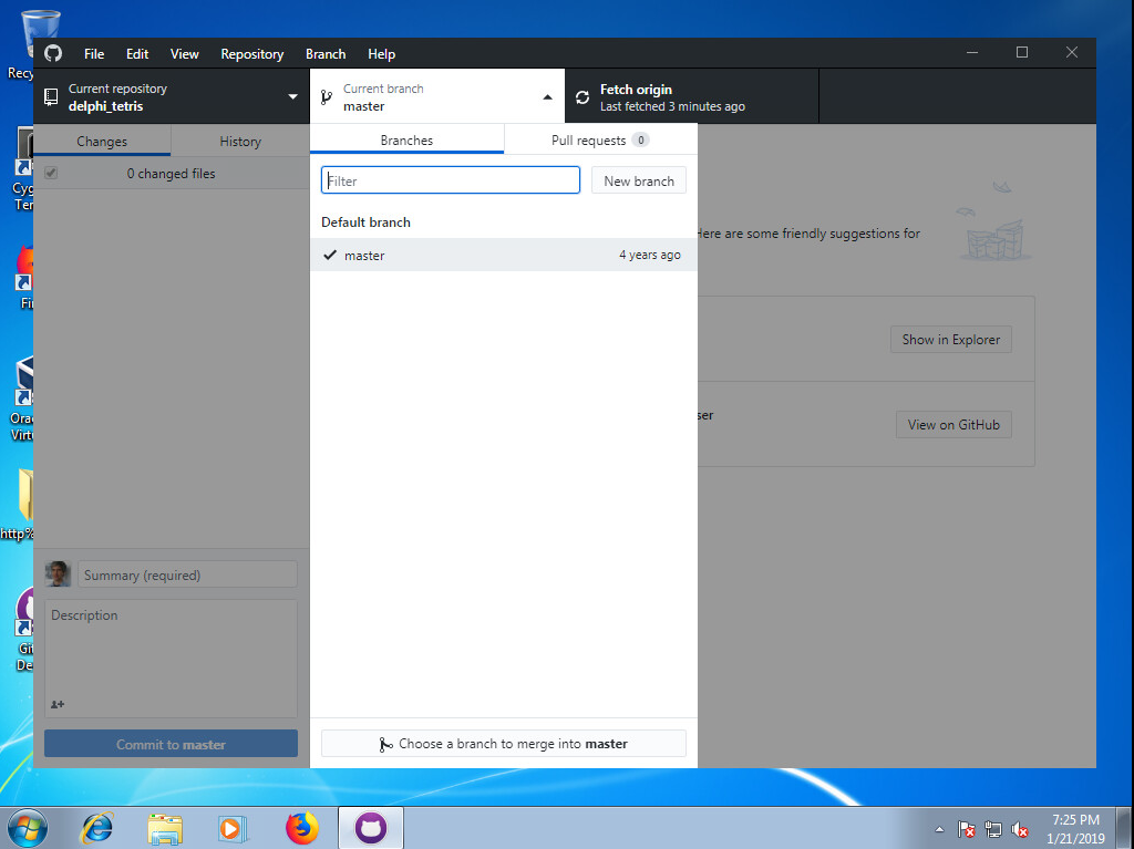 Logiciel - GitHub Desktop - Crée une branche à partir du master