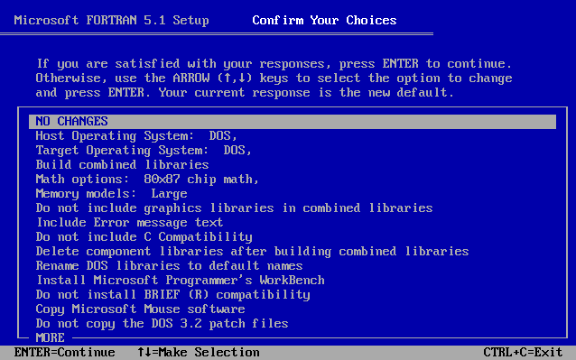 Logiciel - Microsoft FORTRAN 5.1 - Installation du logiciel