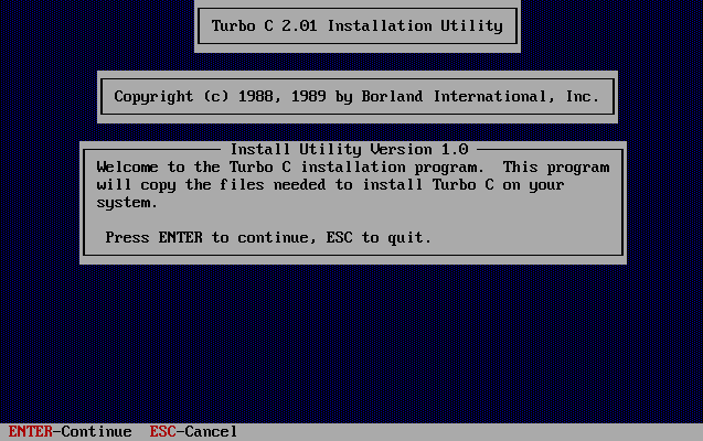 Logiciel - Turbo C 2.0 - Installation du logiciel