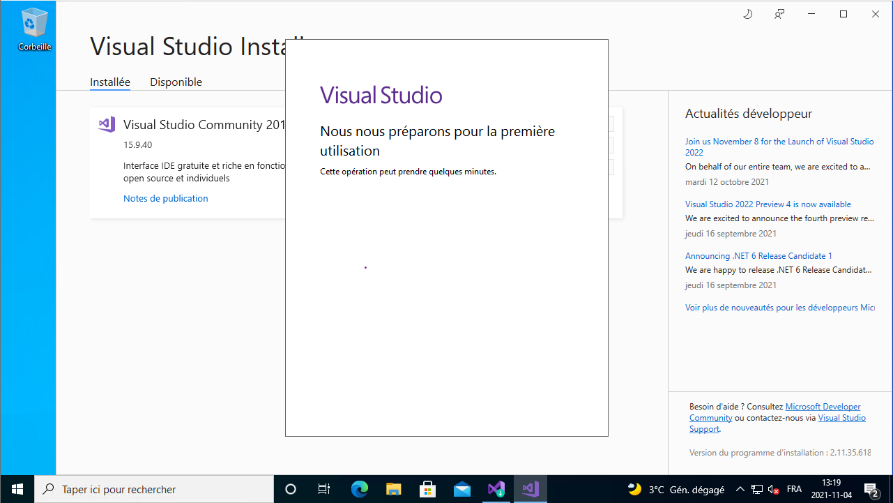 Logiciel - Visual Studio 2017 - Installation du logiciel